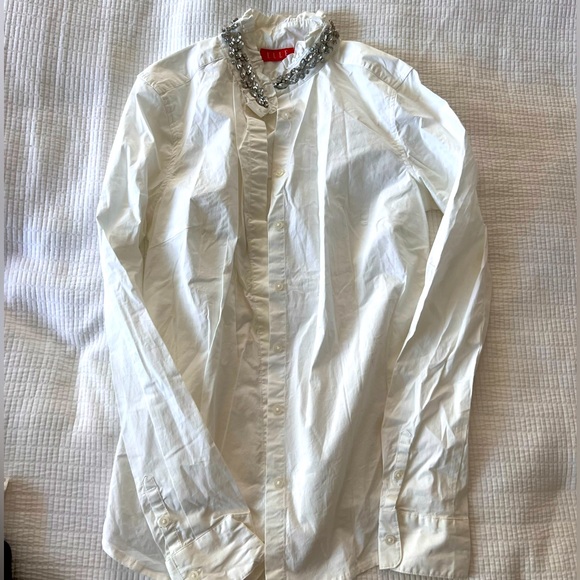 Elle | Tops | Cotton Button Down With Collar Detailing | Poshmark